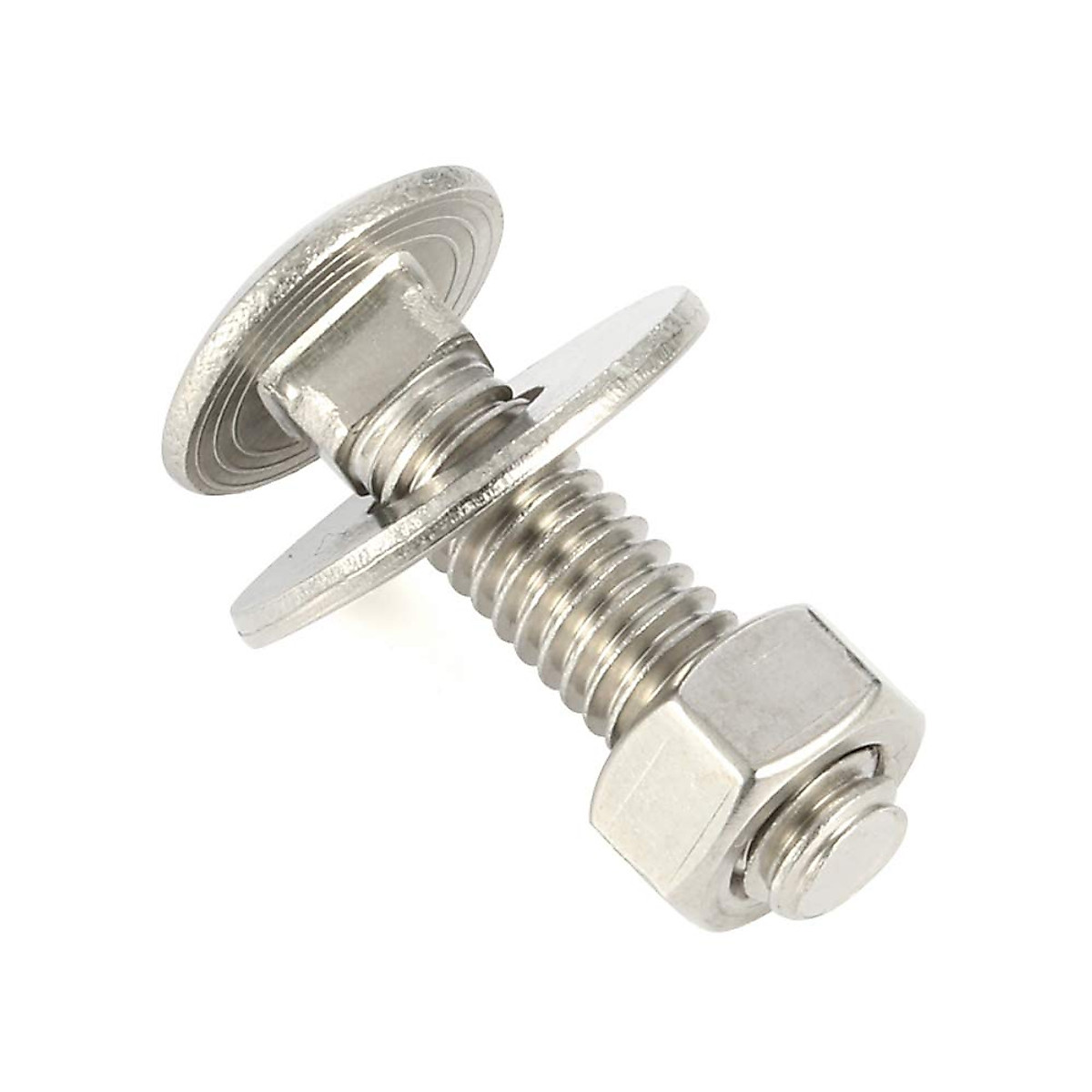 3/8-16 x 1-1/2" Carriage Bolts and Nuts Kit, Round Head Square Neck Screws, Stainless Steel 18-8 (304), 10 Sets