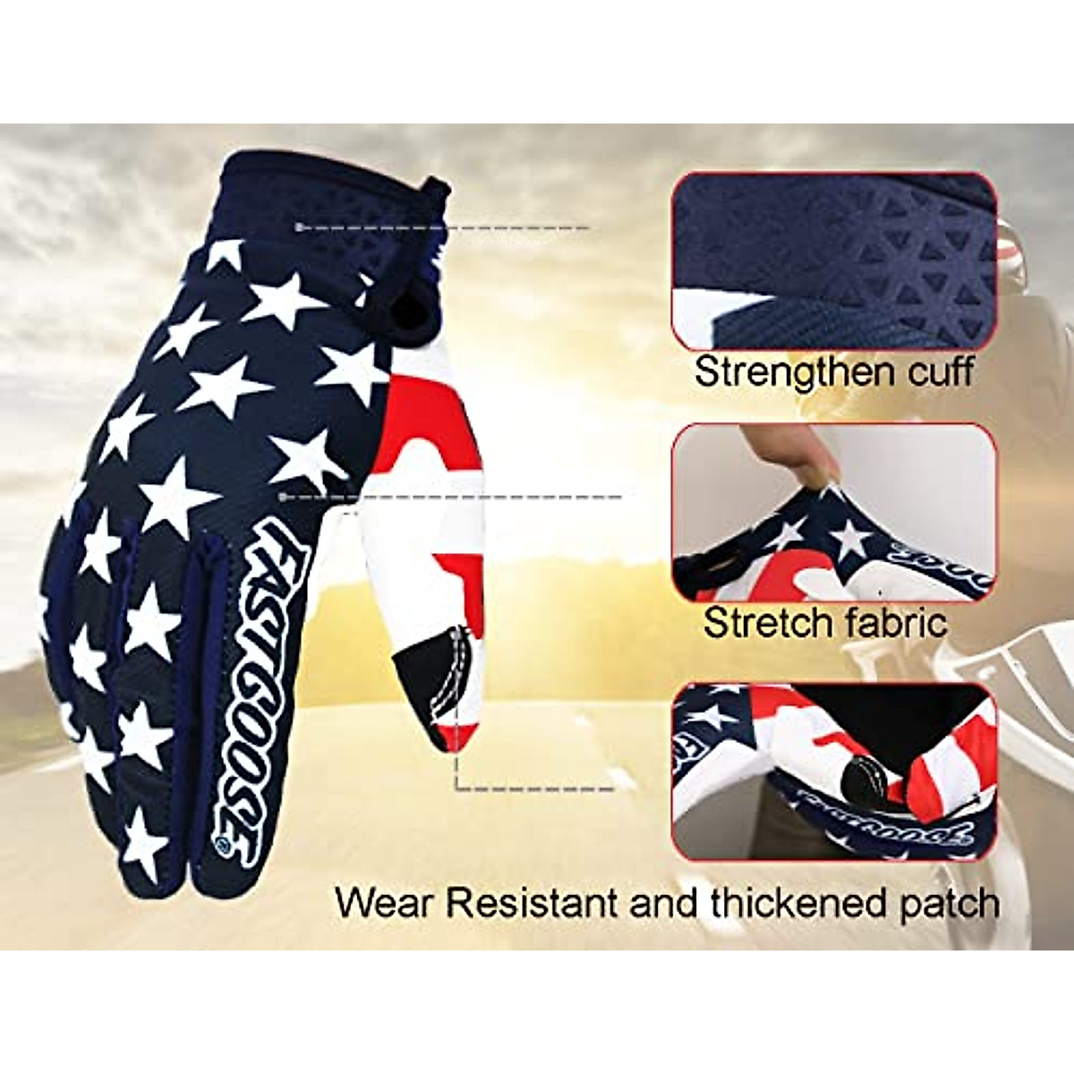 OUNIXUE Touchscreen Motorcycle Gloves for Men and Women,Full Finger Mountain Dirt Biker Gloves,Non-Slip MTB ATV BMX Road Racing,Biking,Riding Cycling Gloves,Motocross Bicycle Sports Gloves