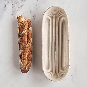 Creative Co-Op Hand-Woven Rattan Baguette Basket Tray, Natural