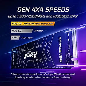 Kingston FURY Renegade 1TB PCIe Gen 4.0 NVMe M.2 Internal Gaming SSD | Up to 7300 MB/s | Graphene Heat Spreader | 3D TLC NAND | Works with PS5 | SFYRS/1000G, Solid State Drive