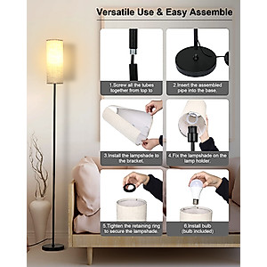 Lightess RGBWW Smart LED Floor Lamp for Living Room, Dimmable Floor Lamp Modern 67" Tall Standing Lamp for Bedroom, Remote & WiFi APP Control, 2700K-6500K Minimalist Floor Lamp RGB Bulb Included