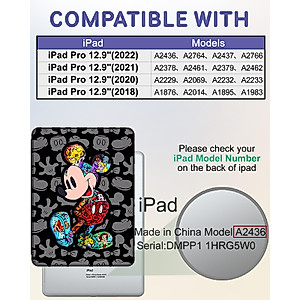 Trendy Fan for iPad Pro 12.9 Case 2022/2021/2020/2018 Case Cute Cartoon Kawaii for Girls Kids Girly Women Design Covers,360 Degree Rotating Folio Stand Pencil Holder for Apple i Pad 12.9 inch,Miqi