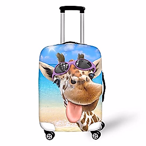 Cozeyat High Elastic Luggage Covers Fits 18-32 Inch,Cartoon Giraffe Design Soft Suitcase Protective Cover,Comfortable Baggage Protector Durable Trunk Case Size XL