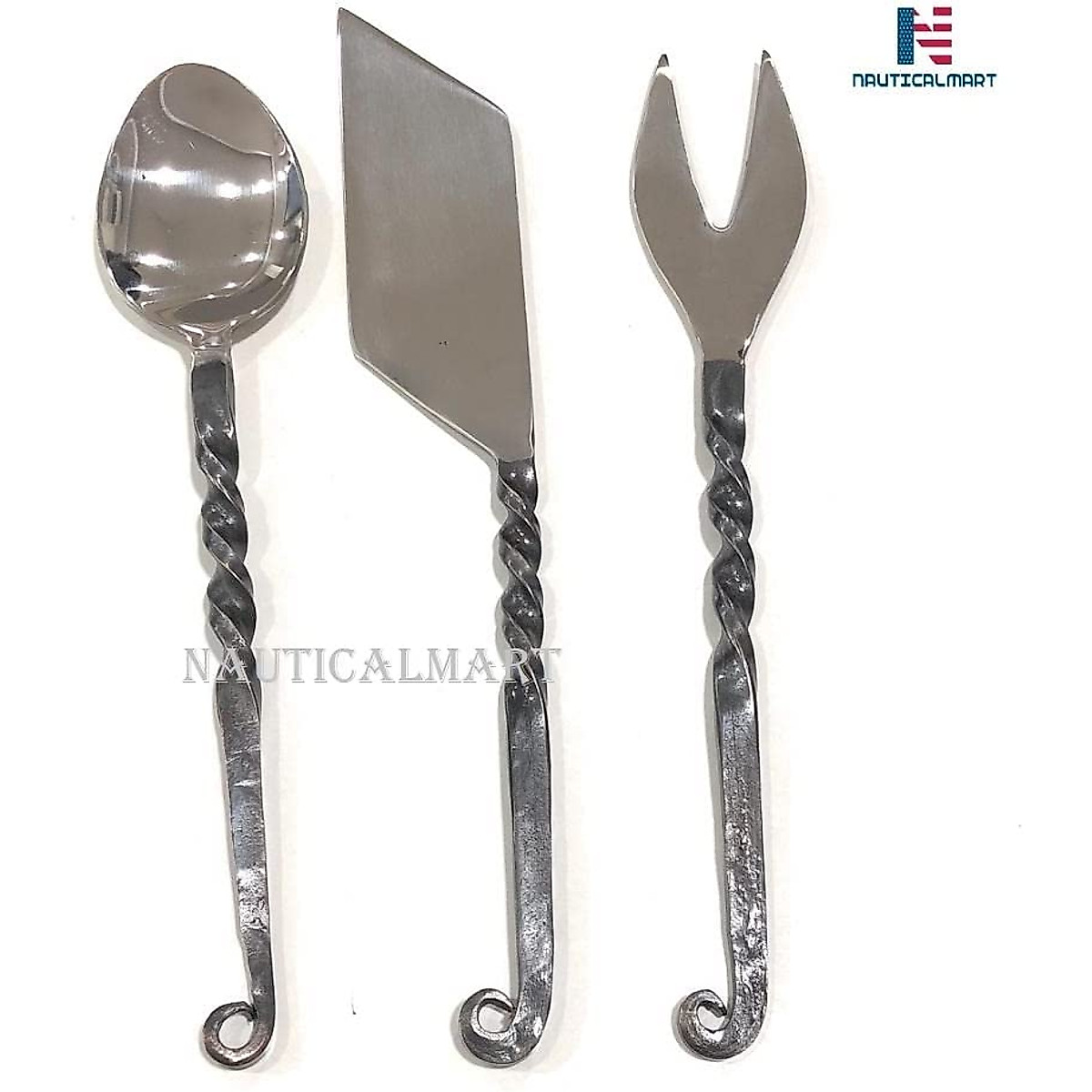NauticalMart Medieval Feasting Set 3 Pieces Cutlery Knife, Fork, Spoon with leather Case