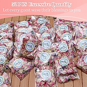 52 Pack Biodegradable Confetti, Dried Flower Petals, Real Pink Rose Petals for Weddings, Flower Girl, Valentine's Day, Wedding Send Off Ideas, Flower Girl Dinner Table Centerpieces