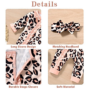 Aalizzwell Preemie Baby Girls Cheetah Romper Infant Fall Winter Clothes Premature Coming Home Outfit Leopard Clothing