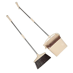 Cabilock 1 Set Broom Set Home Office Cleaning Brooms Household Broom Pan Kit Room Cleaning Broom Long Handle Cleaning Broom Dust Pan and Brush Tools Kitchen Accessories Pans Stainless Steel