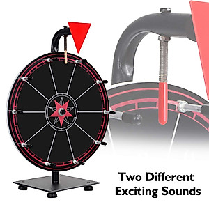 Spinning Wheel for Prizes, 10 Slots Black Prize Wheel with Eraser, 12 Inch Spin Wheel with Stand, Roulette Wheel for Tabletop - Wheel of Fortune Wheel Spinner for Carnival, Game Casino and Trade Show