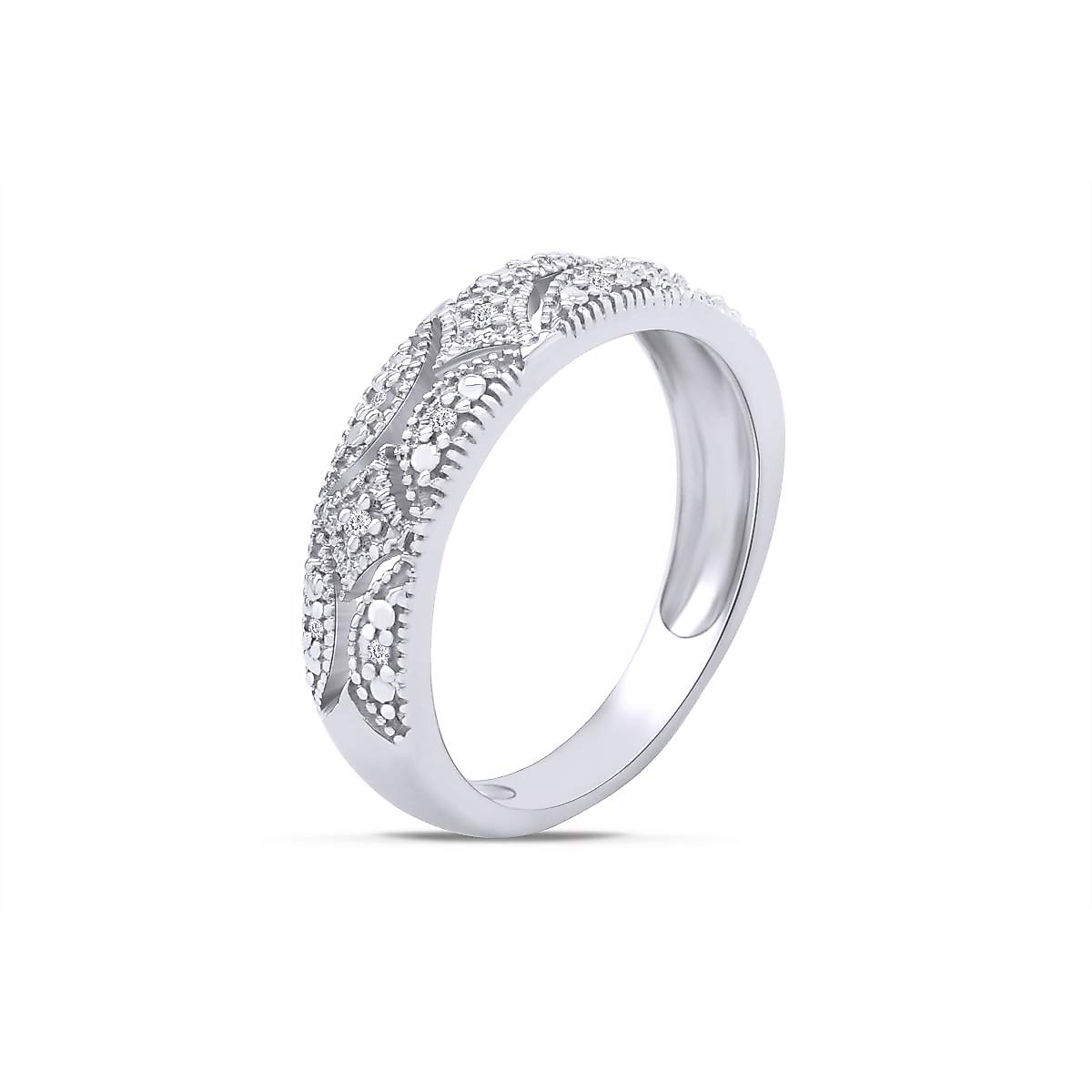 Sterling Silver Round Moissanite Diamond Accent Bridal Wedding Band Ring for her in 14K White Gold Over Sterling Silver, Jewelry gift for Women Ring Size-6