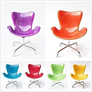 2 Pcs Miniature Purple Chair 1:6 Scale Miniature Plastic Chair Miniature Chair DIY Mini Chairs Simulation Colorful Armchair Backrest Swivel Egg Chair for Mini House Accessories