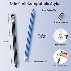 Stylus Pen for iPad iPhone, Styluslink 3 in 1 Universal Capacitive Stylus Pen for Touchscreen iPhone iPad Air Mini Pro Android Phone Chromebook Tablet Sumsung Laptop All Touchscreens (2 Pack)