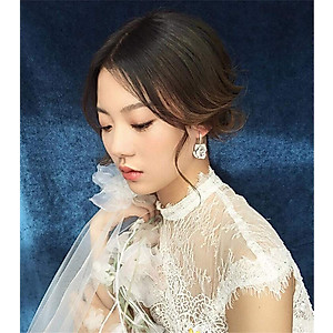 Huggie CZ Flower Dangle Stud Earrings for Women Girls with Charms Fashion Luxury Pave Rhinestone Filigree Camellia Rose Dainty Crystal Drop Dangling Wedding Prom Jewelry Dainty Gifts Valentine Mother's Day (Clear)