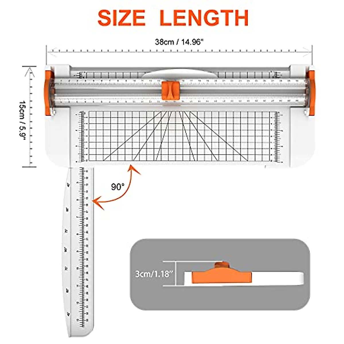 Weenkler Paper Cutter 12 Inch Titanium Paper Trimmer Scrapbooking Tool with Automatic Security Safeguard and Side Ruler for A4, Craft Paper, Label, Photo and Cardstock White