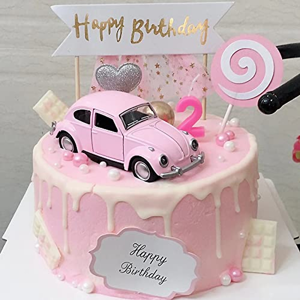 Berry President 1967 Classic Beetle Bug Vintage 1/32 Scale Diecast Metal Pull Back Car Model Toy for Gift/Kids (Pink)
