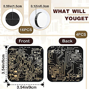 4 Pcs Circuit Board Coasters PCB Coasters Immersion Gold Circuit Board Coasters for Drinks PCB-Design Coasters for Men Funny Drink Coasters for Party Bar Office Gamer Geek Men Nerd Engineer Gifts
