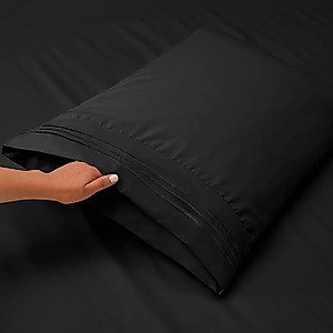 KAYLEN HOME 1800 TC Deep Pocket Full Size Sheets Set up to 16" - Hotel Luxury Extra Soft Brushed Microfiber 4 PC Bed Sheet Set, Black