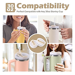 MEIJIAYOU Lid Replacement 30 oz for Stanley,Dual Drinking Options Cup Lid Replacement 30 oz, BPA-Free Replacement Lid 30 oz,White 1PCS