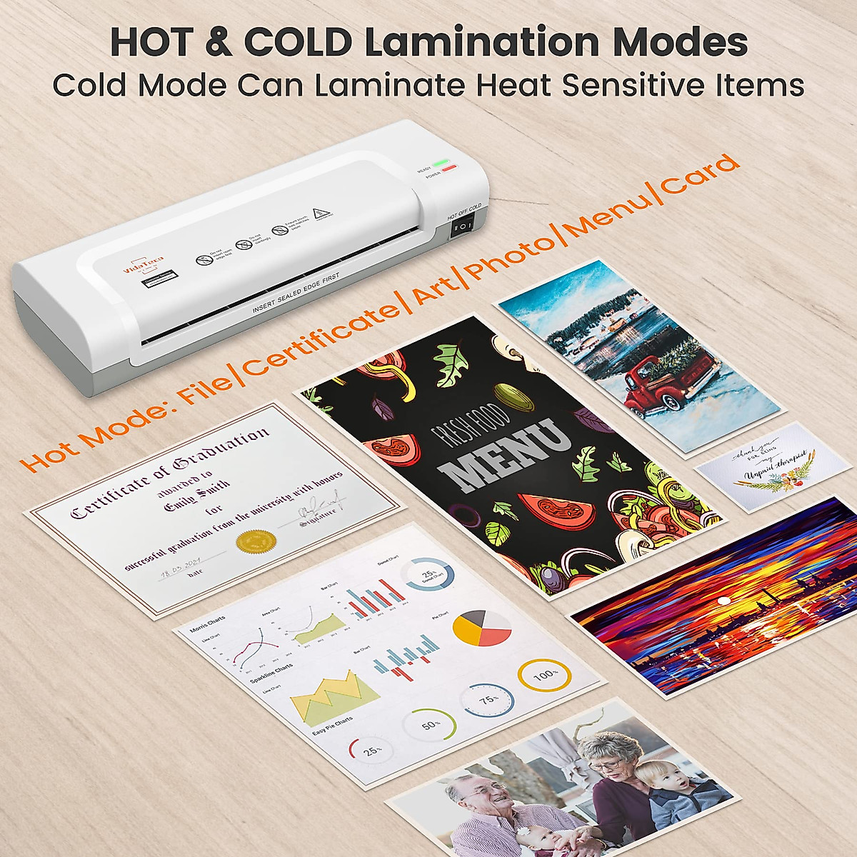 Laminator Machine,VidaTeco 9-inch Thermal Laminator with Laminating Sheets 20 pcs,Laminating Machine with 2-Min Faster Preheat,Small Personal Lamination Machine with Patented Roller for Teacher,Home
