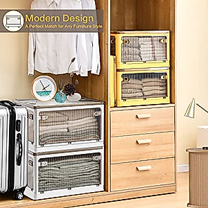 DILIBRA 28 Liters Storage Bins with Lids, 2 Packs Large Plastic Stackable Toy Storage Bin Box Organizer, Foldable Rolling Storage Containers Totes Bins with Wheels for Organization