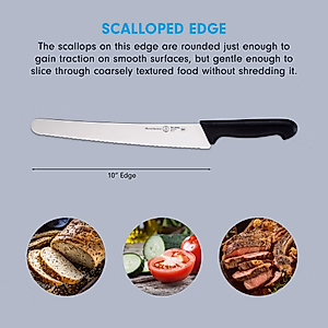 Messermeister Pro Series 10” Scalloped Round-Tip Bread Knife - German X50 Stainless Steel & NSF-Approved PolyFibre Handle - 15-Degree Edge, Rust Resistant & Easy to Maintain - Made in Portugal