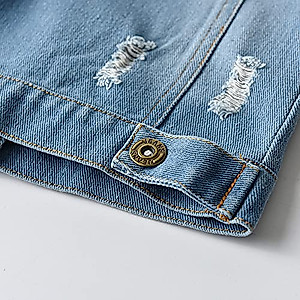 Noubeau Toddler Baby Boys Girls Jean Jacket Kids Denim Jacket Long Sleeve Button Top Coat Casual Outerwear (Blue, 2-3T)