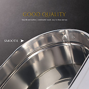 Operitacx Small Tin Ice Bucket Seafood Container Oval Crawfish Fish Fryer Boiler Steamer Turkey Seafood Boiling Bowl Barrel Stainless Steel Beverage Tub for Wine Beer Chiller (8.8x6x3 inch)