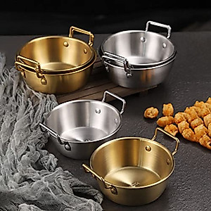 Stainless Steel Bowl with Handle Fruit Salad Bowl Saucepan Milk Pot Small Cooking Pot French Fries Fast Food Basket Snack Bowl Food Serving Bowl for Hot Dogs Deli Chicken Burgers Sandwiches 12cm