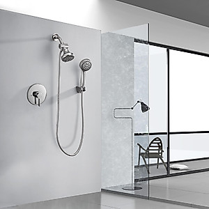 FRANSITON Shower Faucet System with Bathroom Spout Rain Shower Kit, High Pressure Handheld Shower Head 35-Function Dual 2 in 1 Shower Combo Faucet Set with Valve Trim Kit Black