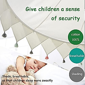 BEIOUDEXIN Bed Canopy for Girls Bed, Kids Children Mosqutio Net Bedding Decor Princess Nusery Play Reading Room Cotton Hanging Tent Indoor Decorations (Tassels)