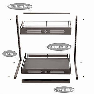 PUNMEYCOOL Under Sink Organizers and Storage, Under Bathroom Cabinet Organizer, Durable Metal 2 Tier Sliding Storage, Anti-Tipping Storage Multi-Purpose Organizer for Bathroom Kitchen Drawer