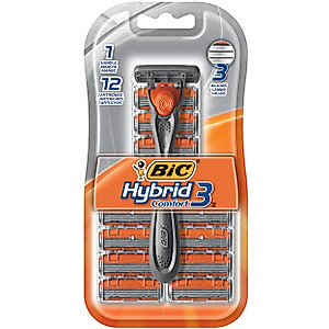 BIC Hybrid 3 Comfort Disposable Razor, Men, 12 Count