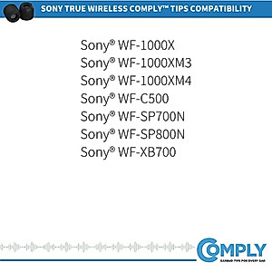 COMPLY Foam Ear Tips for Sony TrueWireless WF-1000XM4, WF-1000XM3, WF-XB700, Ultimate Comfort | Unshakeable Fit | Assorted, 3 Pairs