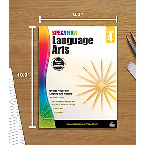 Spectrum Language Arts Grade 4, Ages 9 to 10, 4th Grade Language Arts Workbook, Vocabulary, Sentence Types, Parts of Speech, Writing Practice, and Grammar Workbook - 200 Pages (Volume 14)