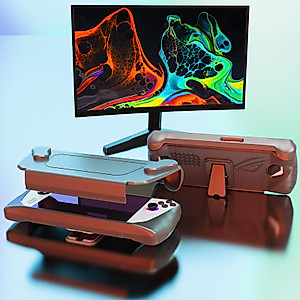 JDDWIN Full Case Compatible with ASUS Rog Ally 2023, Updated Version Protective Case Skin with Detachable Front Shell Cover and Kickstand for Rog Ally,Shockproof/Non-Slip/Anti-Collision (Grey)