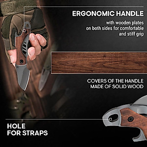 Small Pocket Knife for Men - 5.7’’ Keychain Knife with Bottle Opener - Box Cutter - Wood Handle - Liner Lock - Legal Mini EDC Folding Knife - Cool Sharp Tiny Knives - Gift for Everyone 6779N