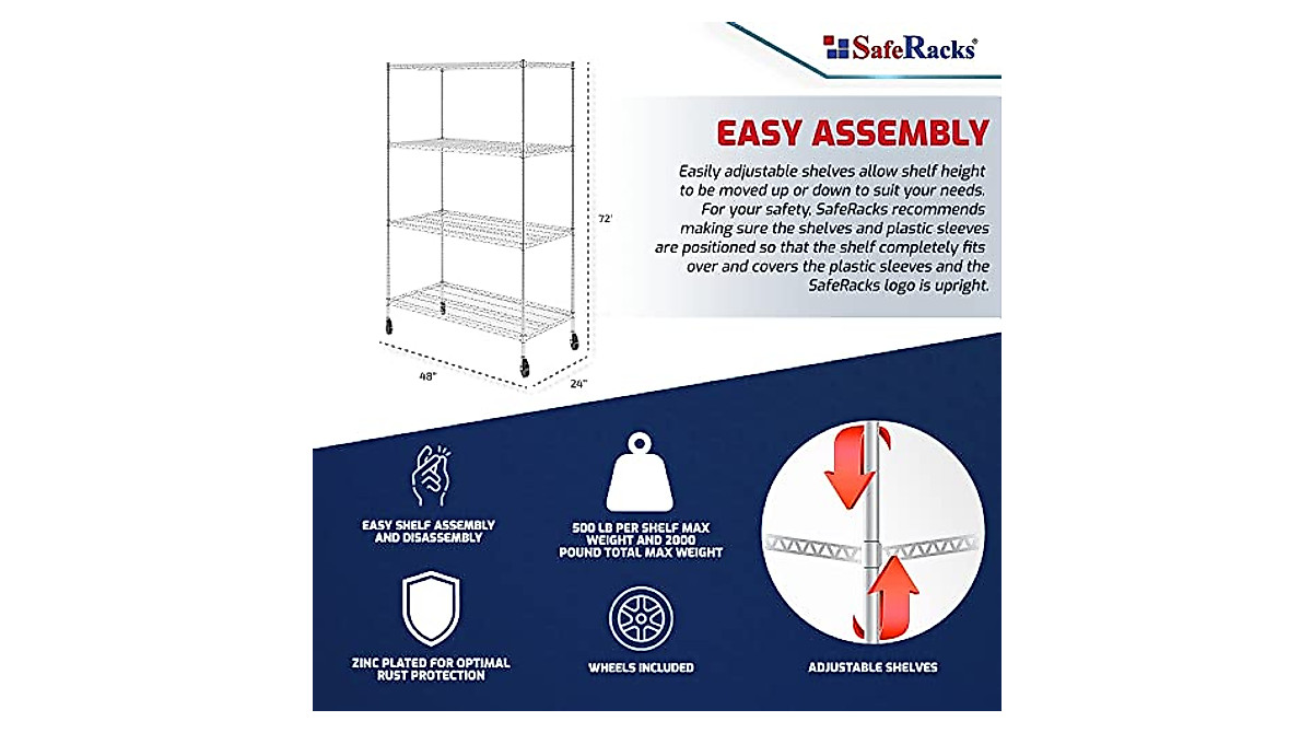 SafeRacks Heavy Duty Storage Shelves - NSF Certified