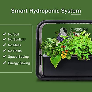 Elevon Hydroponics Growing System, Indoor Garden with LED Grow Light, Plants Germination Kit, Adjustable Height, for Indoor Home Kitchen Office, Black
