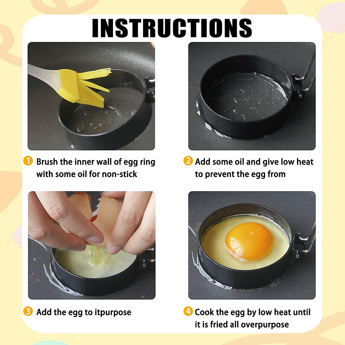 4 Pack Egg Ring for Frying Eggs, Egg Cooker Ring for Griddle, Egg Circle Mold for Breakfast Sandwiches, 3" Stainless Steel Non-stick Egg Round Mold for Egg Mcmuffins