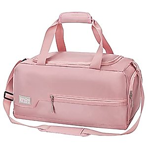 MarsBro Water Resistant Sports Gym Travel Weekender Duffel Bag with Shoe Compartment Black/Rose One_Size