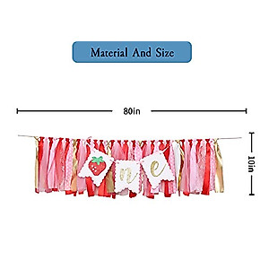 Berry Strawberry Theme High Chair Banner - Sweet First Birthday Banner - Smash Cake Photo Prop - 1st Birthday Photo Backdrop Decorations - Birthday Souvenir and Gifts for Kids (Strawberry-2)