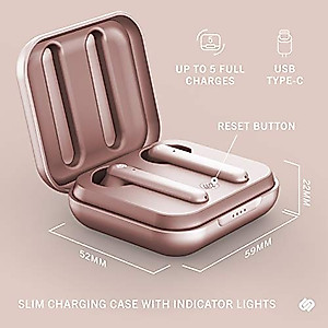 Urbanista Stockholm Plus True Wireless Earbuds - Over 20 Hours Playtime, IPX4 Waterproof Earphones, Bluetooth 5.0 Headphones, Touch Controls & Enhanced Microphone for Clear Calling, Rose Gold