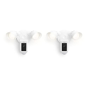 Ring Floodlight Cam Wired Plus with motion-activated 1080p HD video (2021 release), 2-pack, White