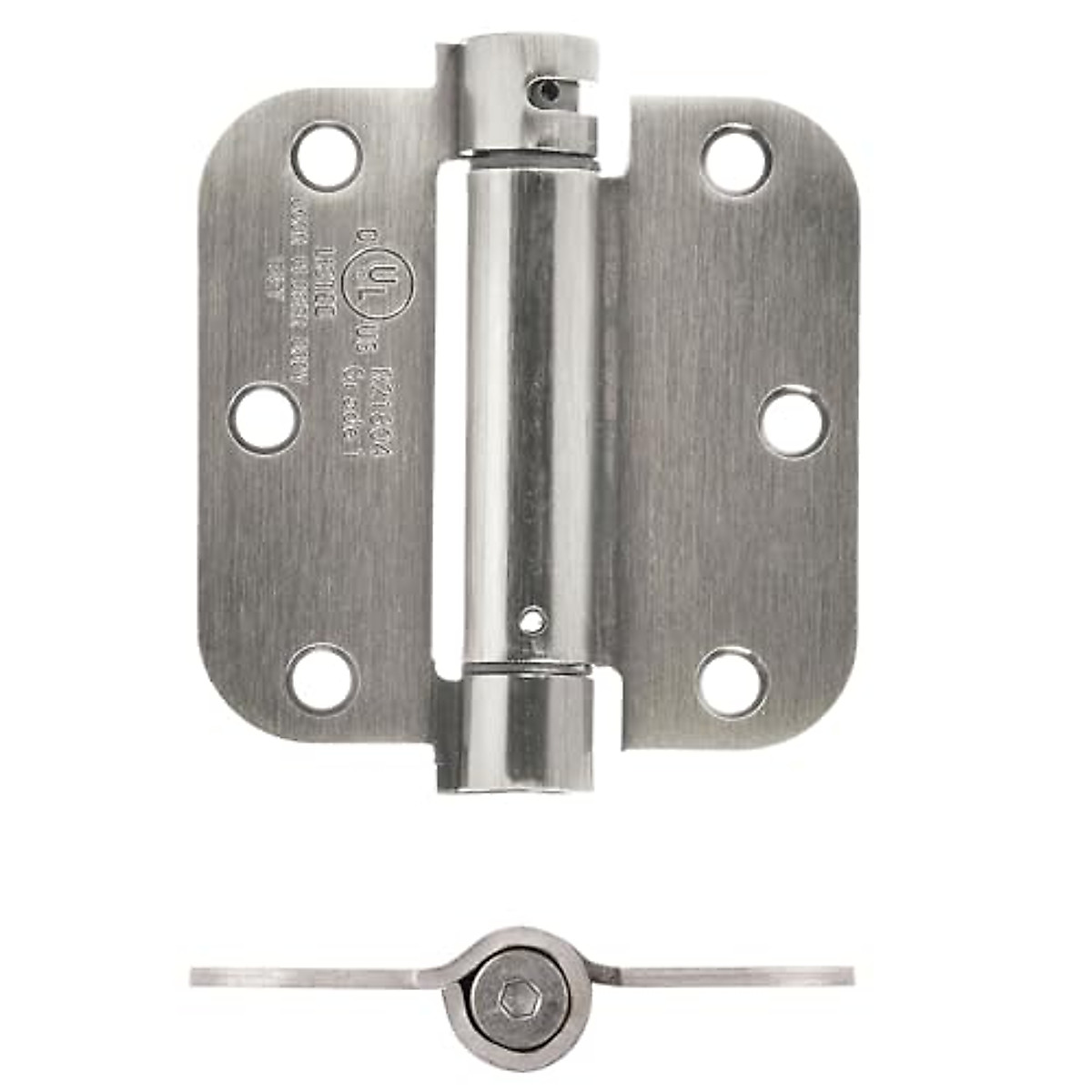Amazon Basics Self-Closing Door Hinge, 3.5 Inch x 3.5 Inch, 1 Piece, Satin Nickel