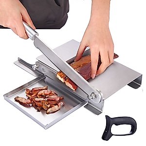 HENWAFX Manual Meat Slicer, biltong cutter Ribs Cut Chicken slicer Jerky Slicer Stainless Steel Household Deli Slicer