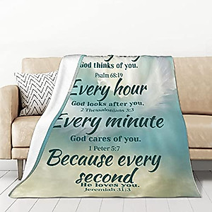 GERMSLAP Healing Throw Blanket Christian Gift with Inspirational Bible Verse Prayers Blanket, Religious Spiritual Gifts Sympathy Compassion Get Well Blankets for Women Men Gift - Blue Sky 60"x50"