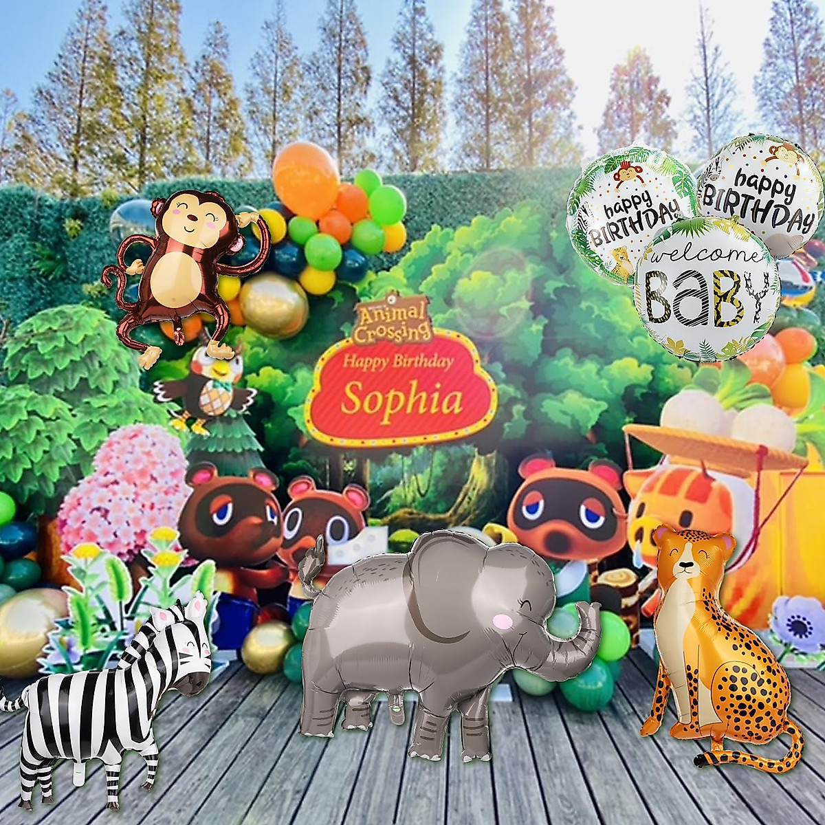10pcs Jungle Safari Animal Balloons, Giant Safari Balloon Animal Print Balloons Animal Theme Party Balloons for Birthday Party Baby Shower Decorations