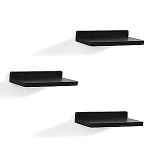 NIUBEST Small Floating Shelf,5 x 8.5 Inch,Set of 3 Small Wall Shelf for Bedroom Living Room Bathroom Kitchen Office (Black)