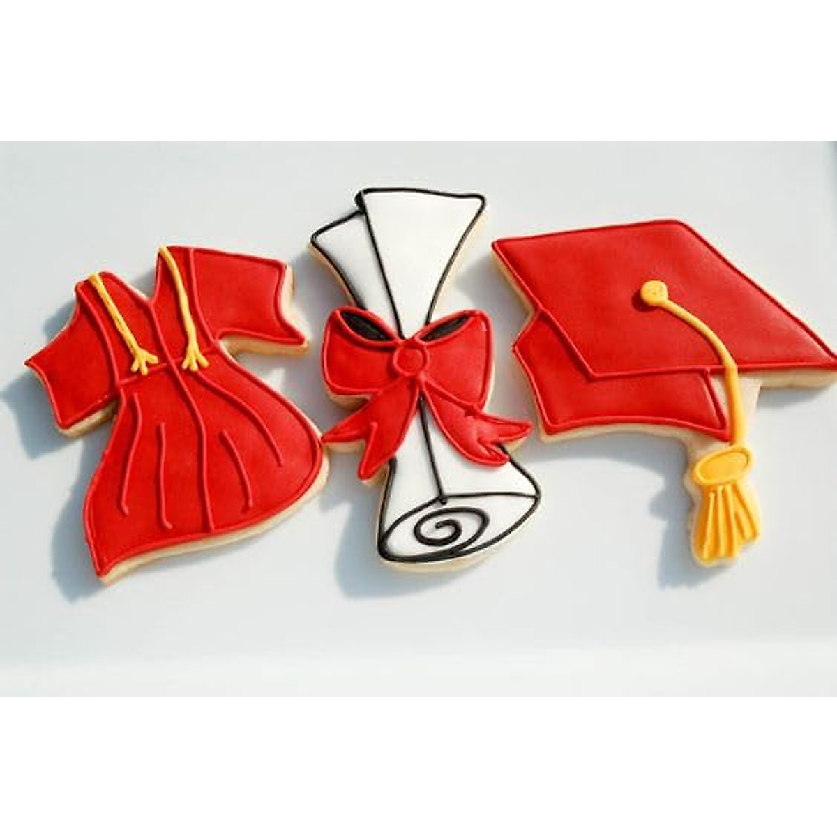 3Pcs Graduation Cookie Cutters, Stainless Steel Molds Graduation Cap, Gown, Diploma Shapes for High School College Parties