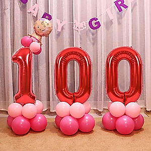 40 Inch Red Large Numbers Balloons 0-9, Number 3 Digit 3 Helium Balloons, Foil Mylar Big Number Balloons for Birthday Party Anniversary Supplies Decorations