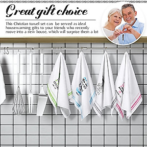 Laumoi 4 Pieces Christian Gifts for Women Men, Bible Verse Scripture Kitchen Towels with Inspirational Thoughts and Prayers, Religious Housewarming Gift New Apartment Dish Towels for Friends Family